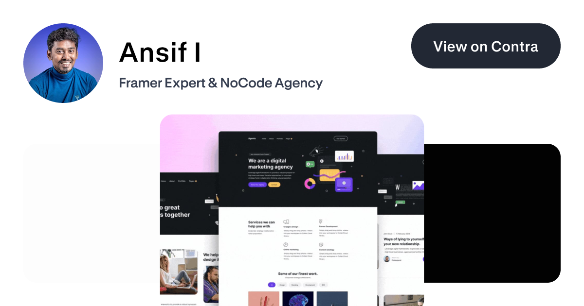 Ansif I on Contra | Framer Expert & NoCode Agency
