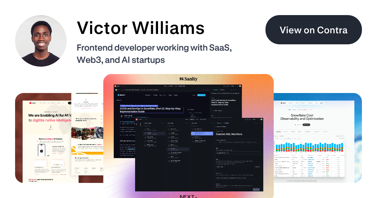 Victor Williams - Framer Designer | Contra