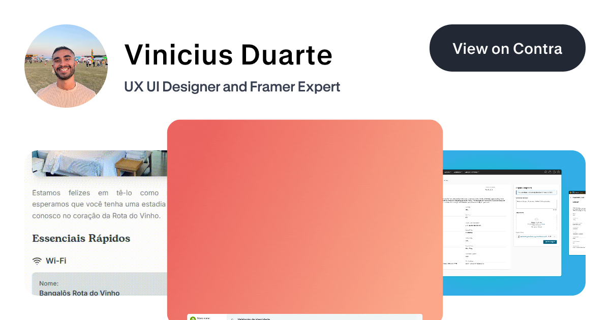 Vinicius Duarte on Contra | UX UI Designer and Framer Expert