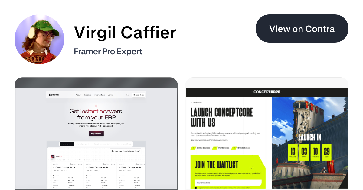 Virgil Caffier on Contra | Framer Expert