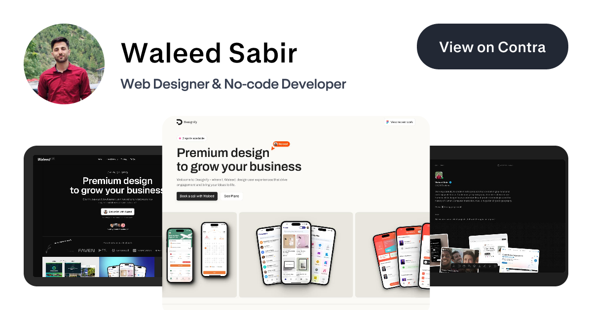 Waleed Sabir on Contra | Web Designer & No-code Developer
