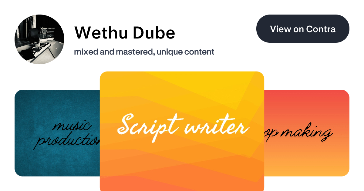 Wethu Dube on Contra | mixed and mastered, unique content