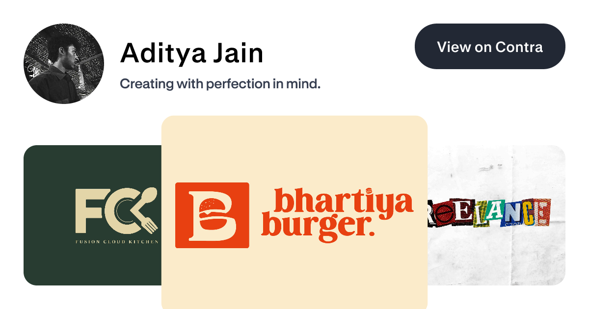 Aditya Jain on Contra | Creating with perfection in mind.