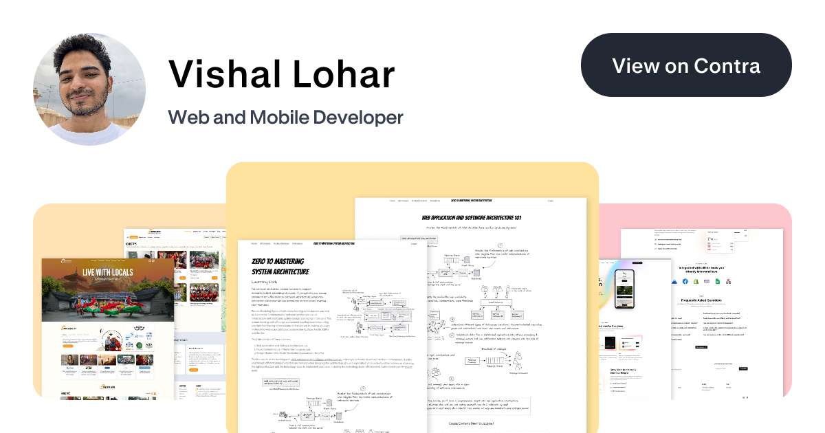 Vishal Lohar on Contra | Web and Mobile Developer ⚡